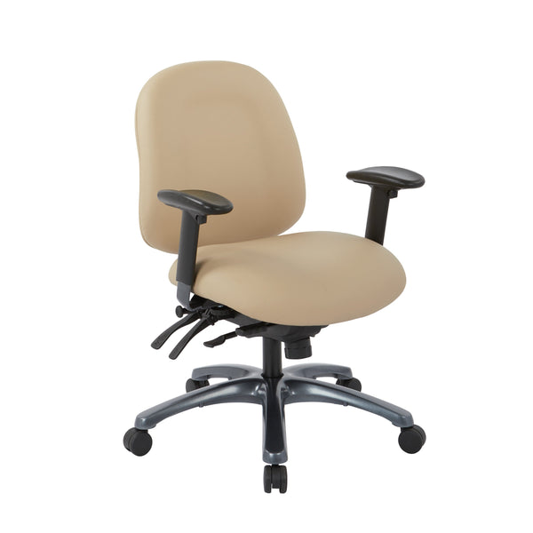 Multi-Function Mid Back Chair with Seat Slider and Titanium Finish Bas ...